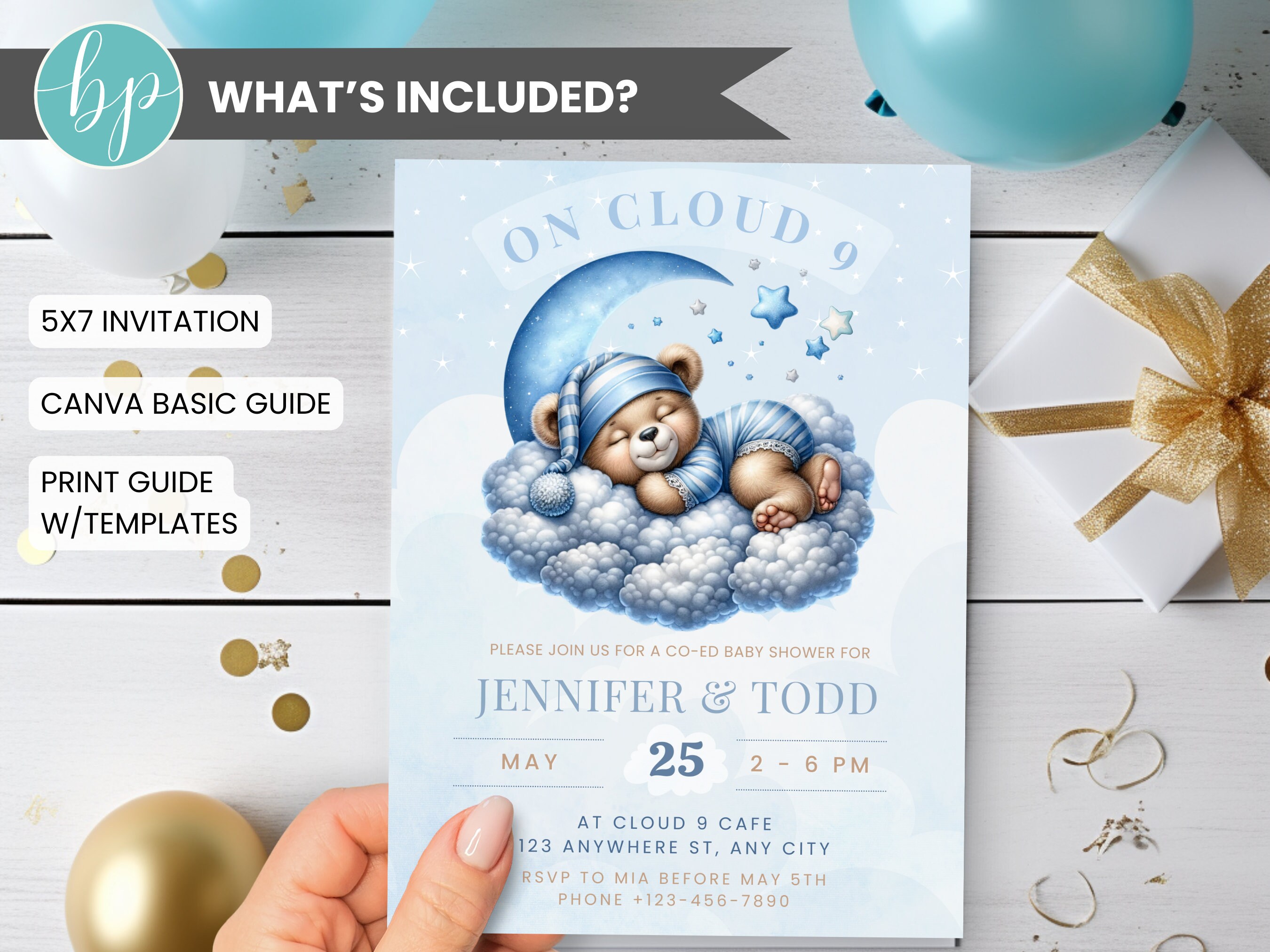 On Cloud 9 Baby Shower Invitation, INSTANT DOWNLOAD, We're on Cloud ...
