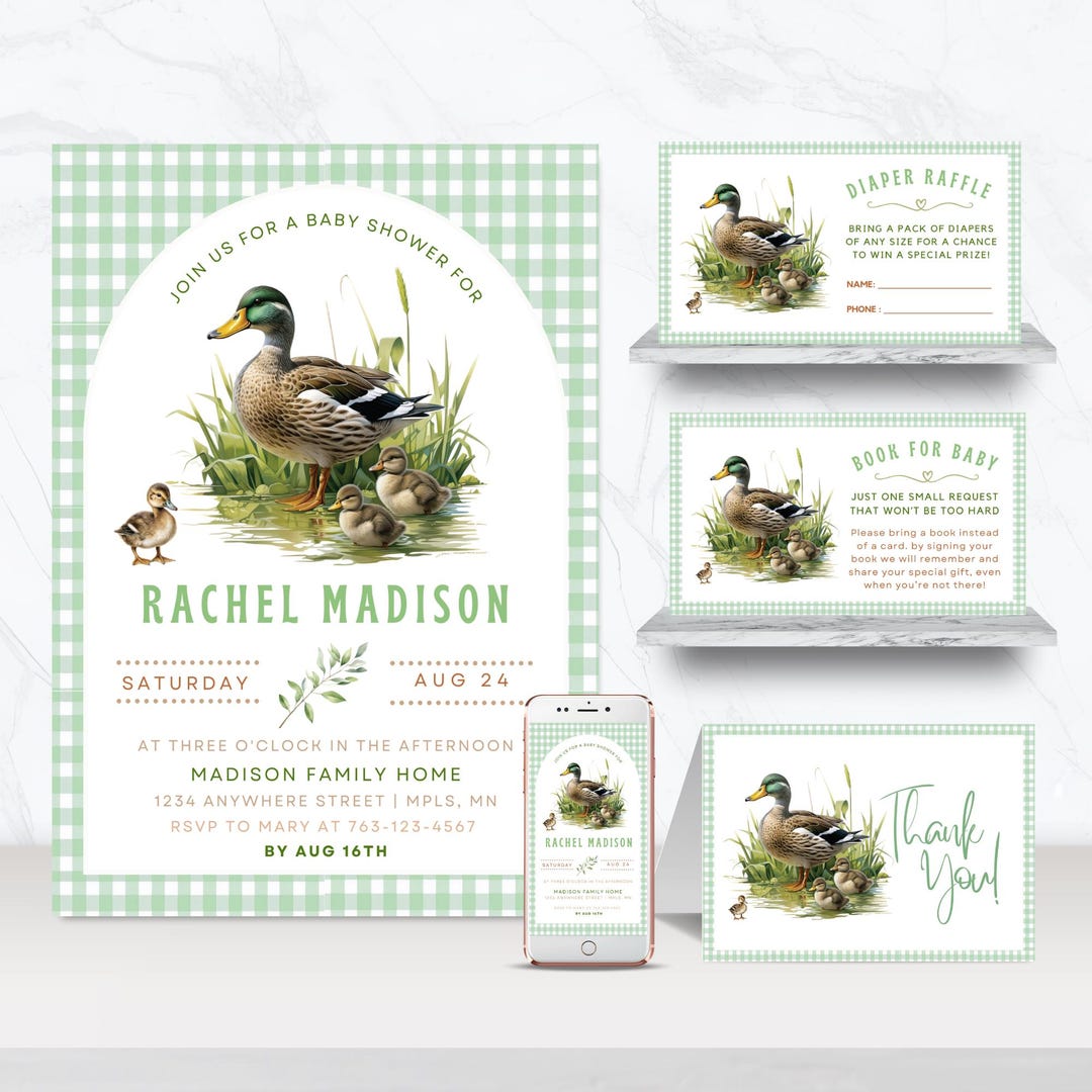 Duck Baby Shower Invitation Bundle | Duck Hunting Invitation | Mallard ...