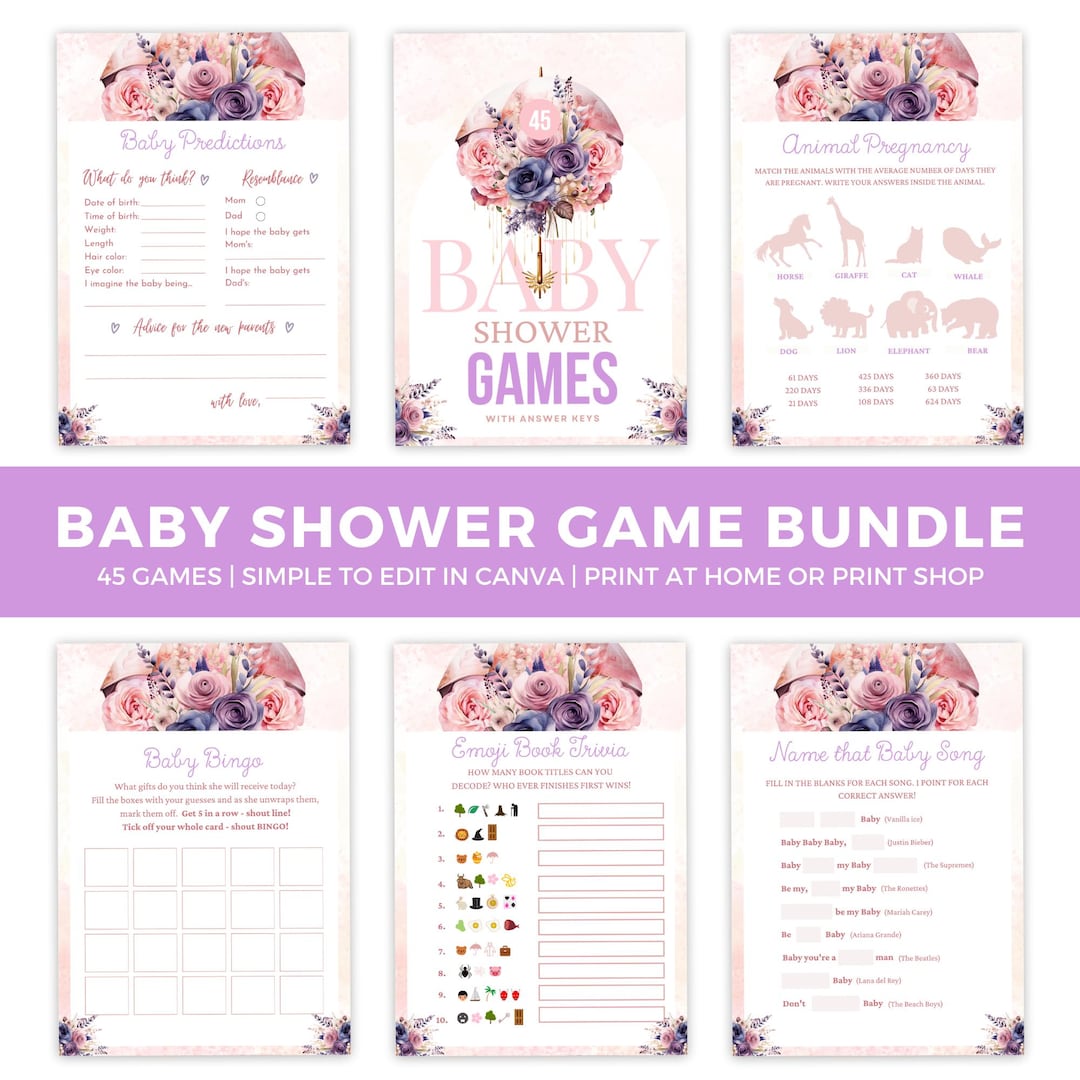 April Showers Bring May Flowers Baby Shower Game Bundle, - Spring ...