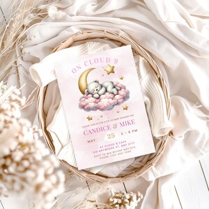 On Cloud 9 Baby Shower Invitation, INSTANT DOWNLOAD, We're on Cloud ...
