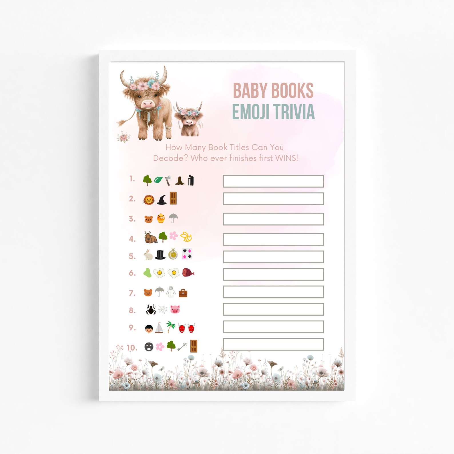 Highland Cow Baby Shower Game Bundle Editable, Girl Highland Cow Baby ...