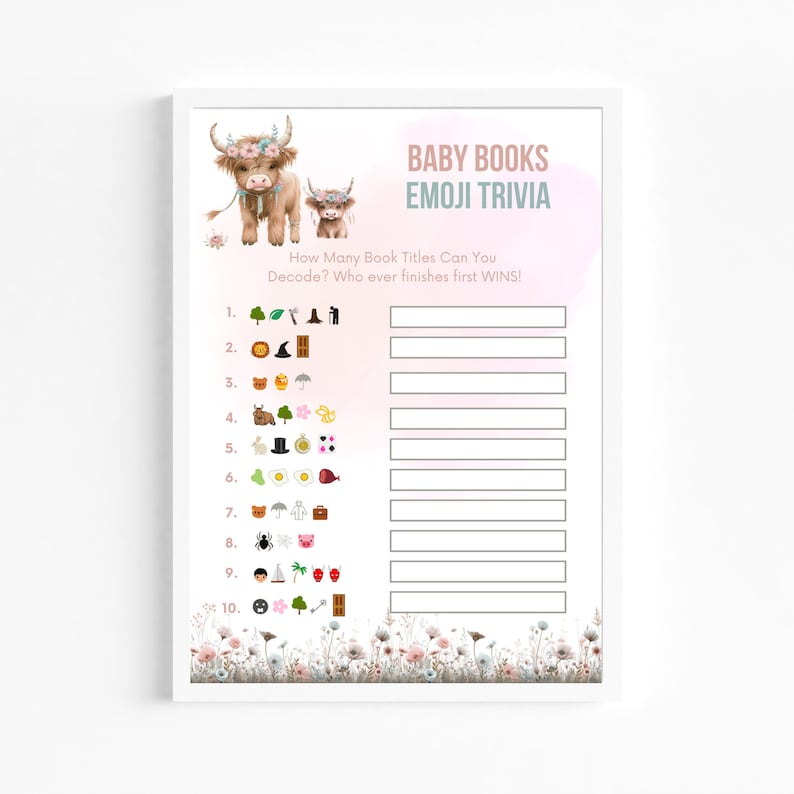Highland Cow Baby Shower Game Bundle Editable, Girl Highland Cow Baby ...