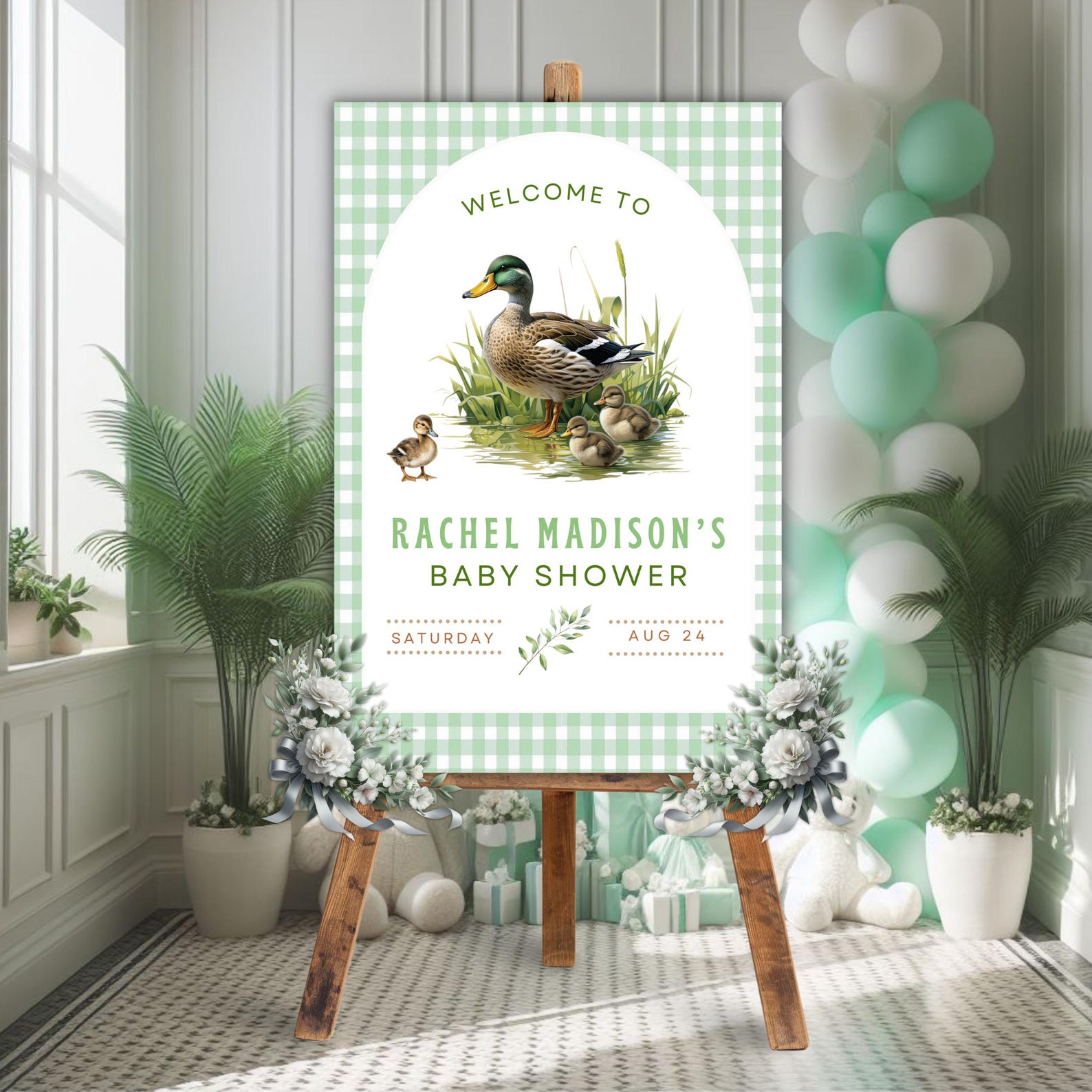 Editable Mallard Duck Baby Shower Welcome Sign, Duck Baby Shower Theme ...
