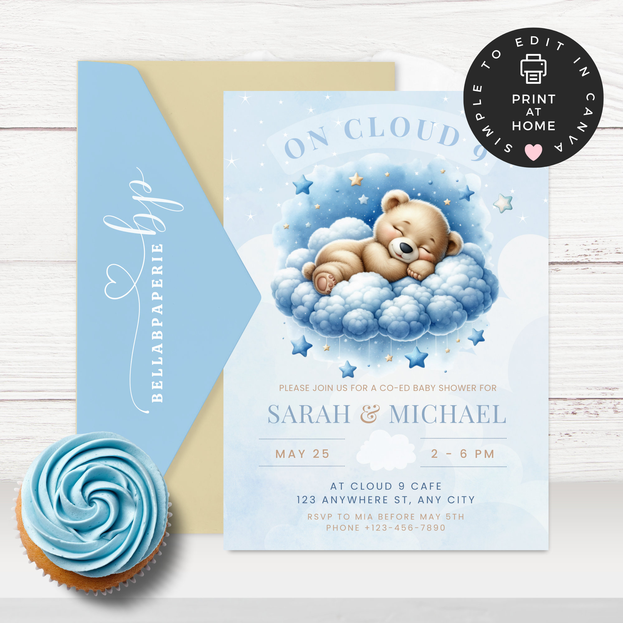 On Cloud 9 Baby Shower Invitation, INSTANT DOWNLOAD, We're on Cloud ...