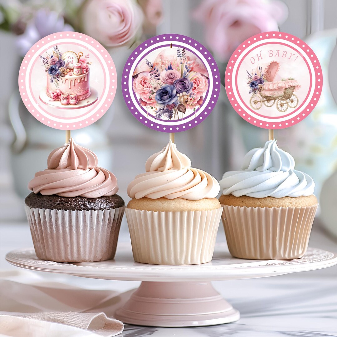 Cupcake Toppers, April Showers Bring May Flowers Baby Shower, Spring ...