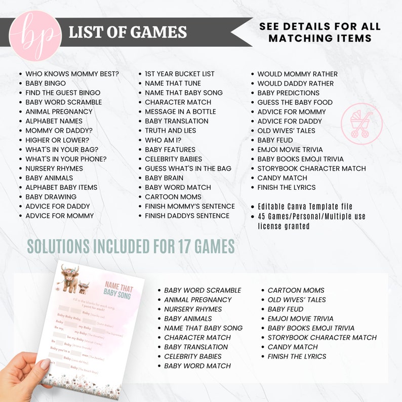 Highland Cow Baby Shower Game Bundle Editable, Girl Highland Cow Baby ...