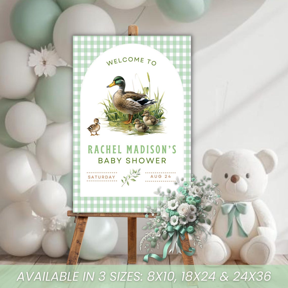 Editable Mallard Duck Baby Shower Welcome Sign, Duck Baby Shower Theme ...
