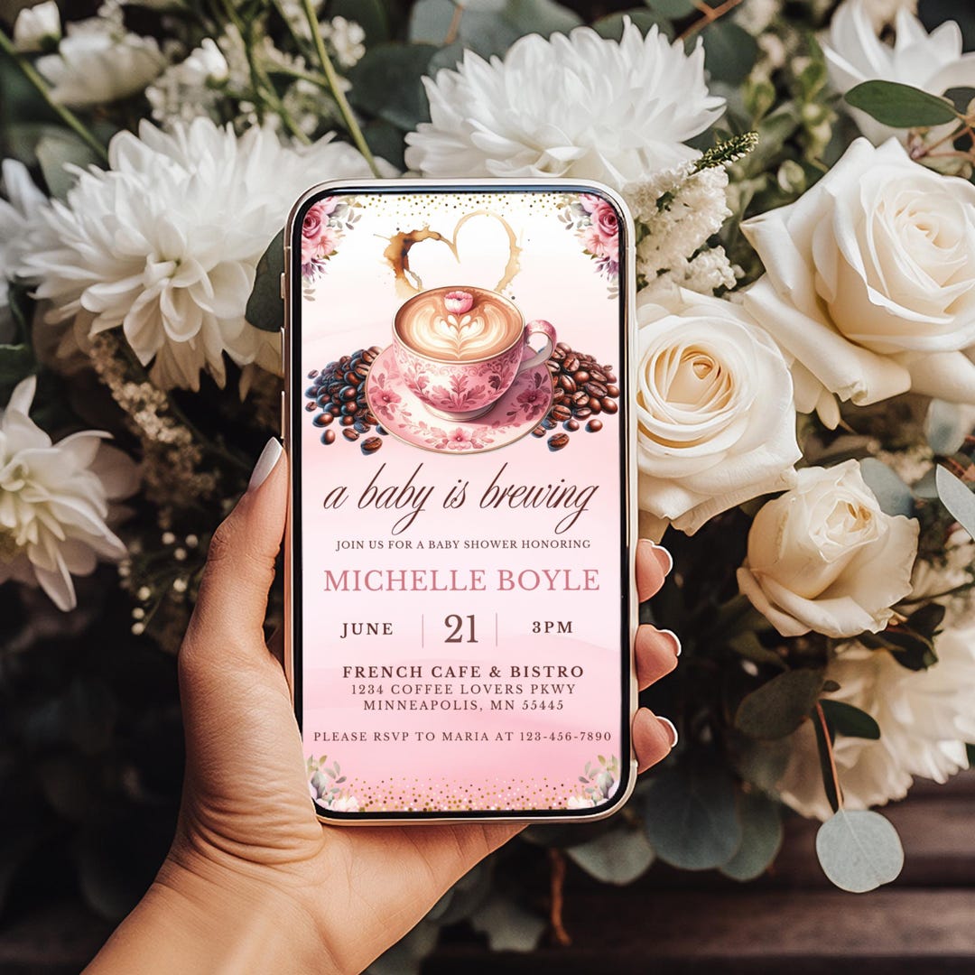Coffee Bean Mobile Invite | A Baby is Brewing | Mobile Baby Shower ...