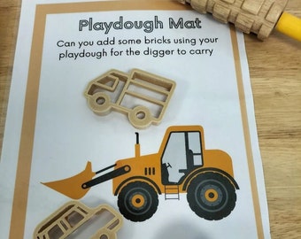 5 Printable Play Doh Mats, Construction Play Dough Mats, Dump Truck ...