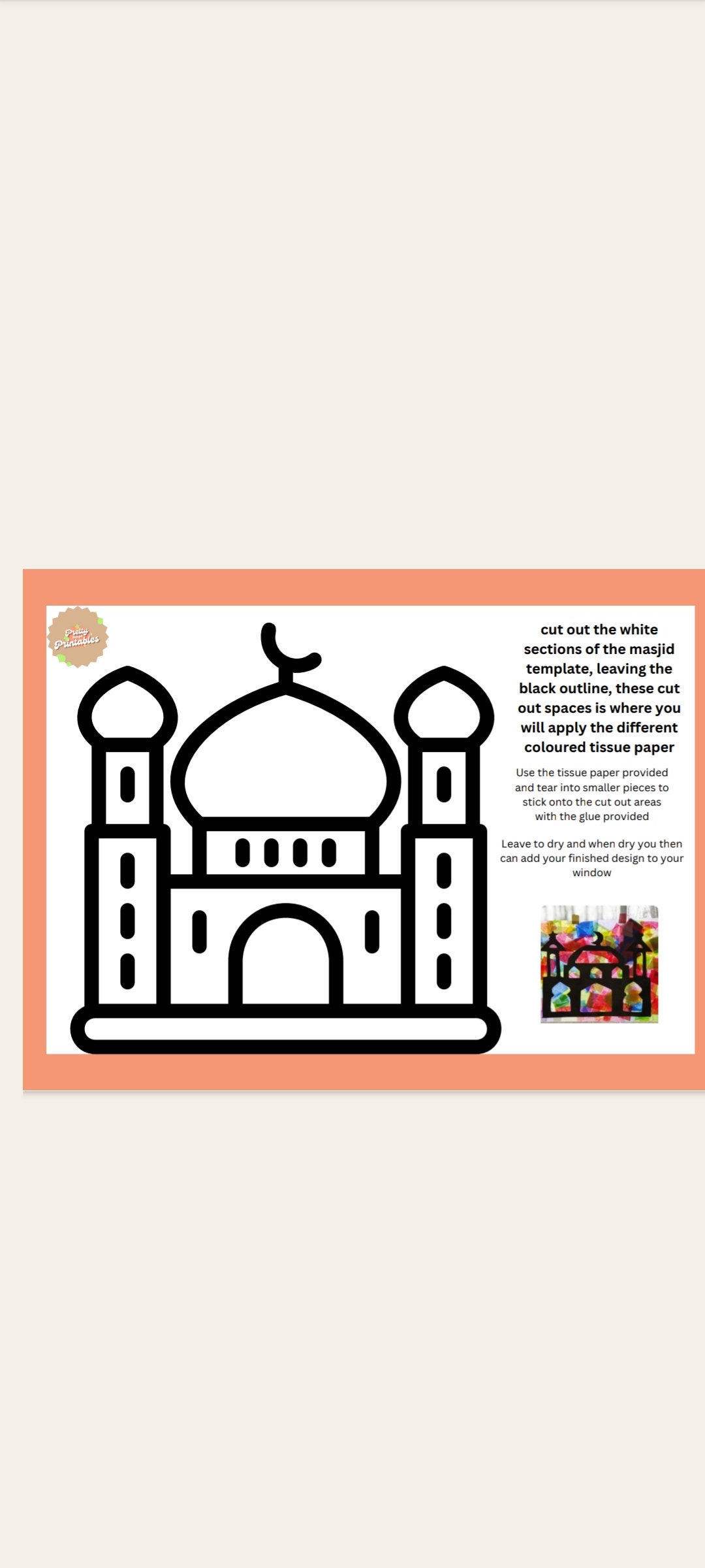 Masjid Suncatcher Craft Activity Ramadan Activities - Etsy