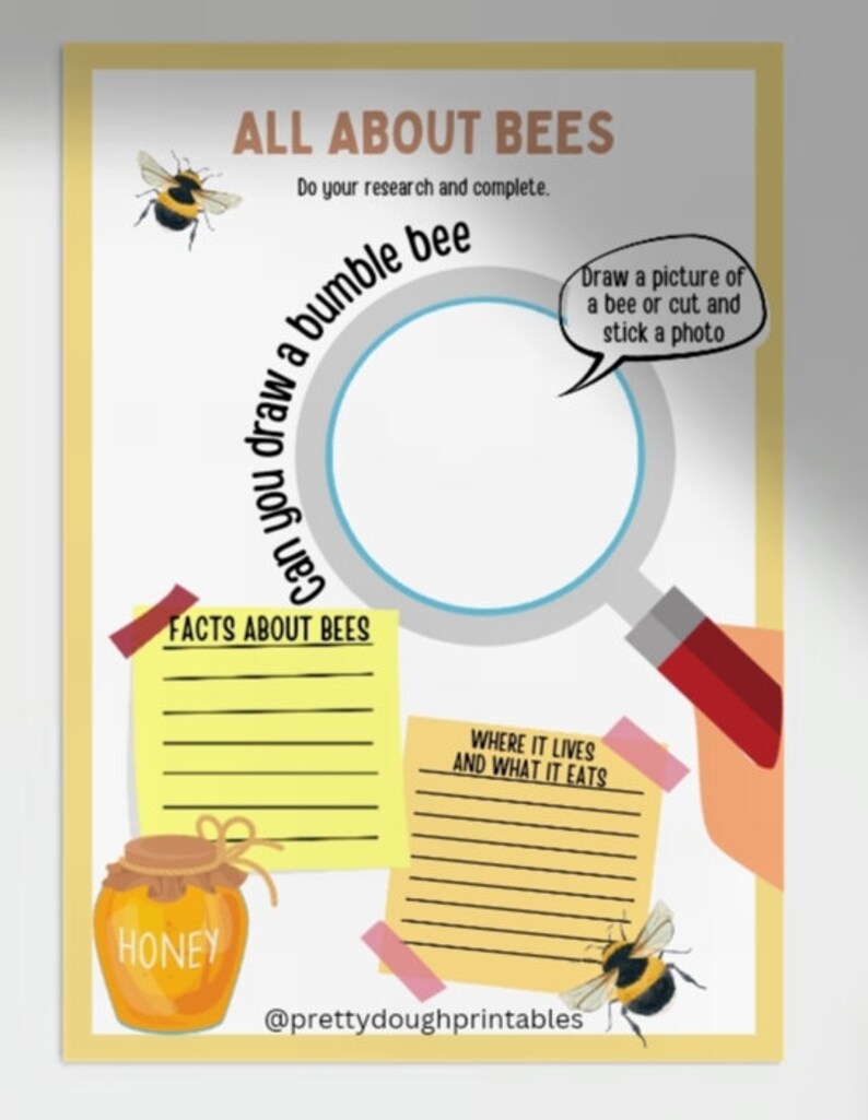 All About Bees Kids Project Worksheet - Etsy