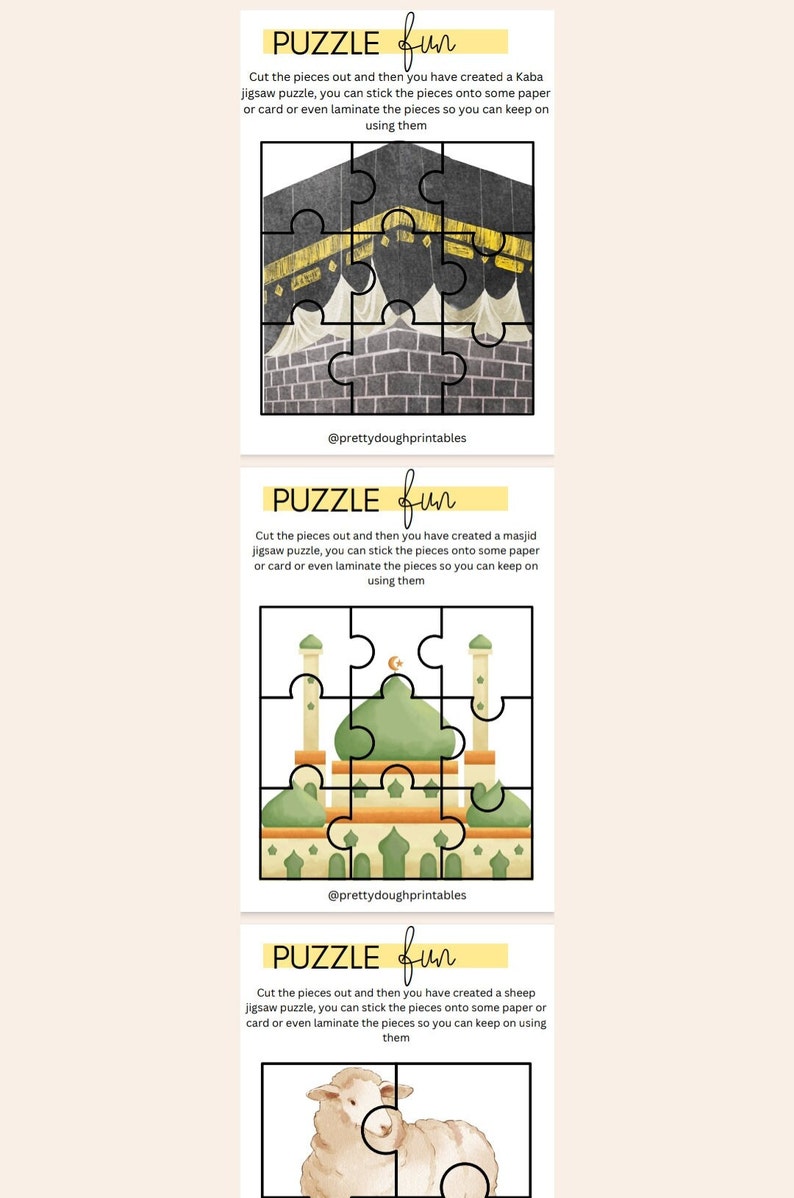 Islamic Worksheets Islamic Homeschooling Muslim Kids Diy Puzzles - Etsy