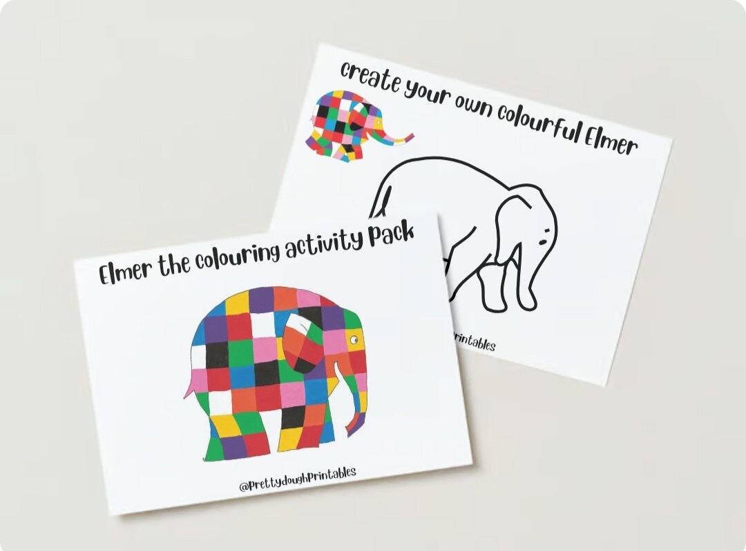 Elmer Activity Colouring Pack - Etsy