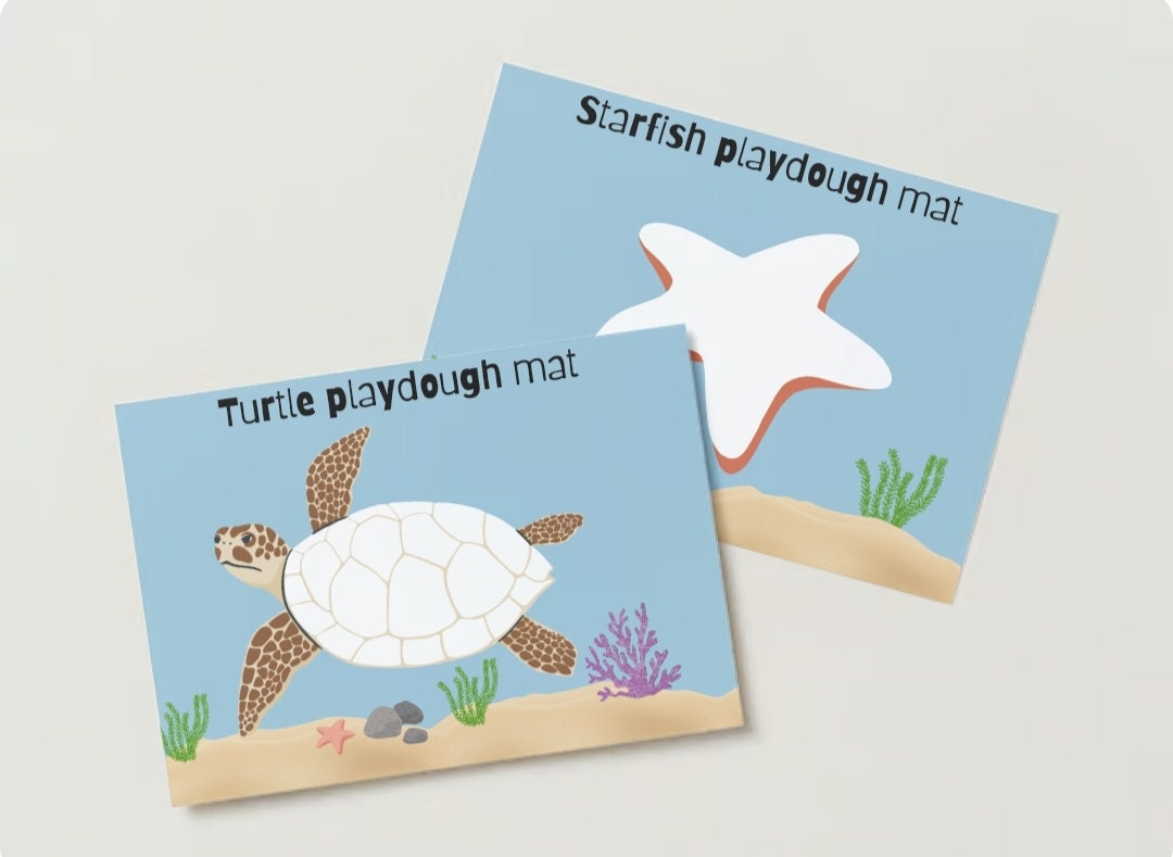 Turtle and Starfish Ocean Themed Playdough Mats - Etsy
