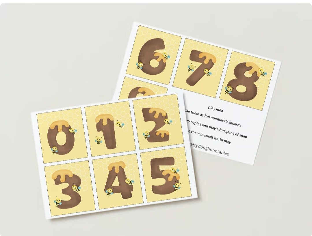 Bee Themed Number Flash Cards, Snap Game - Etsy
