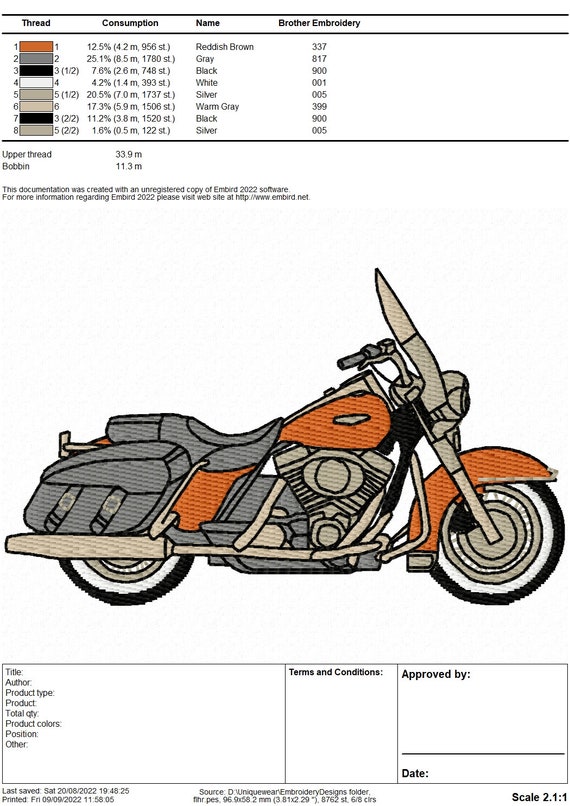 Harley Davidson Motorcycles Embroidery Designs