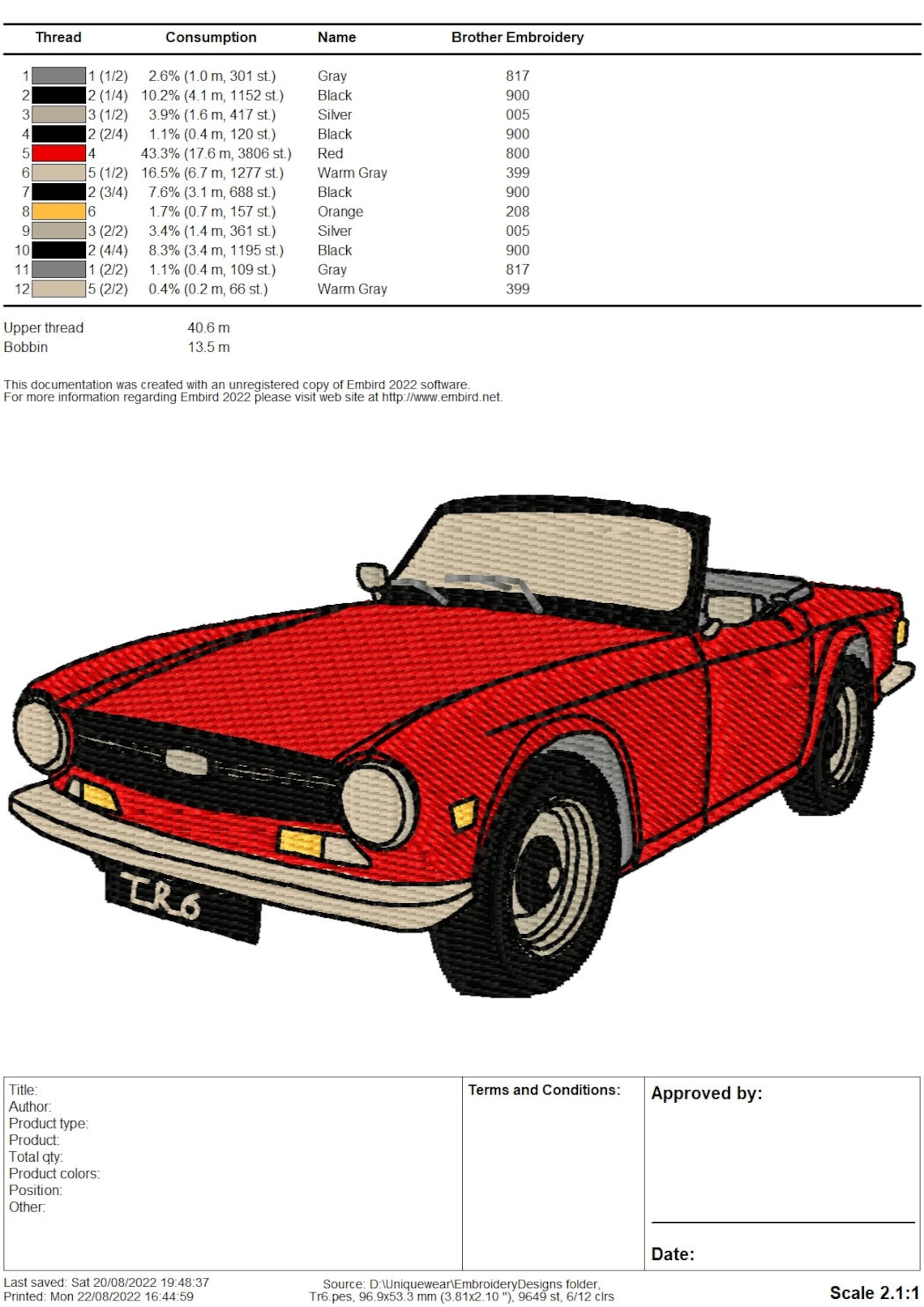 Triumph TR6 Car Embroidery Design Instant Download Classic - Etsy