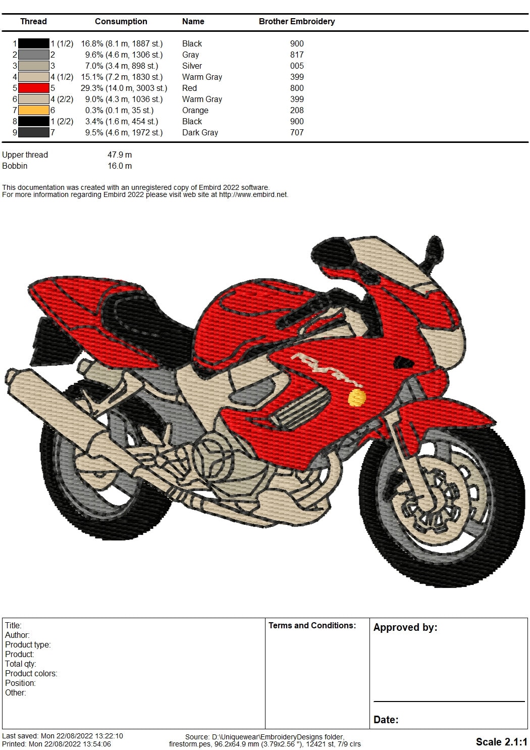 Honda VTR1000 F Firestorm Motorbike Embroidery Design - Etsy
