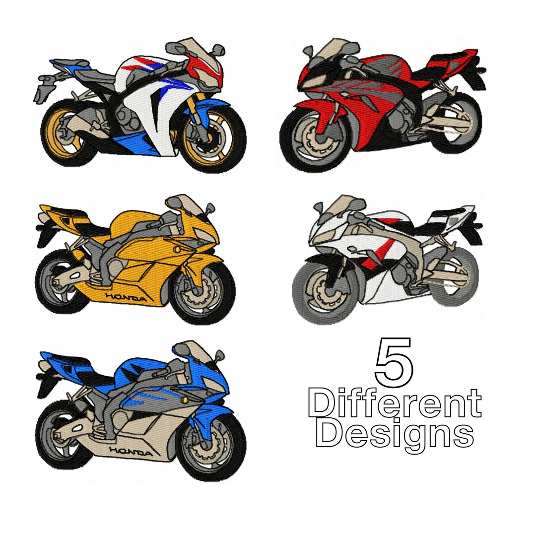 Pack of 5 Honda CBR Fireblade Motorbike Embroidery Designs - Instant ...
