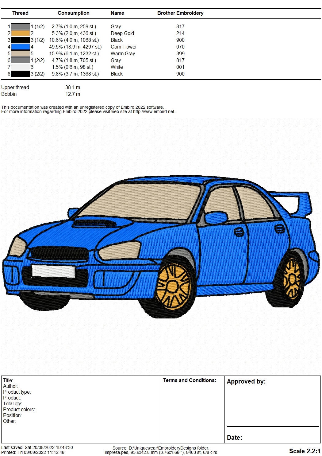 Subaru Impreza Car Embroidery Design Instant Download - Etsy