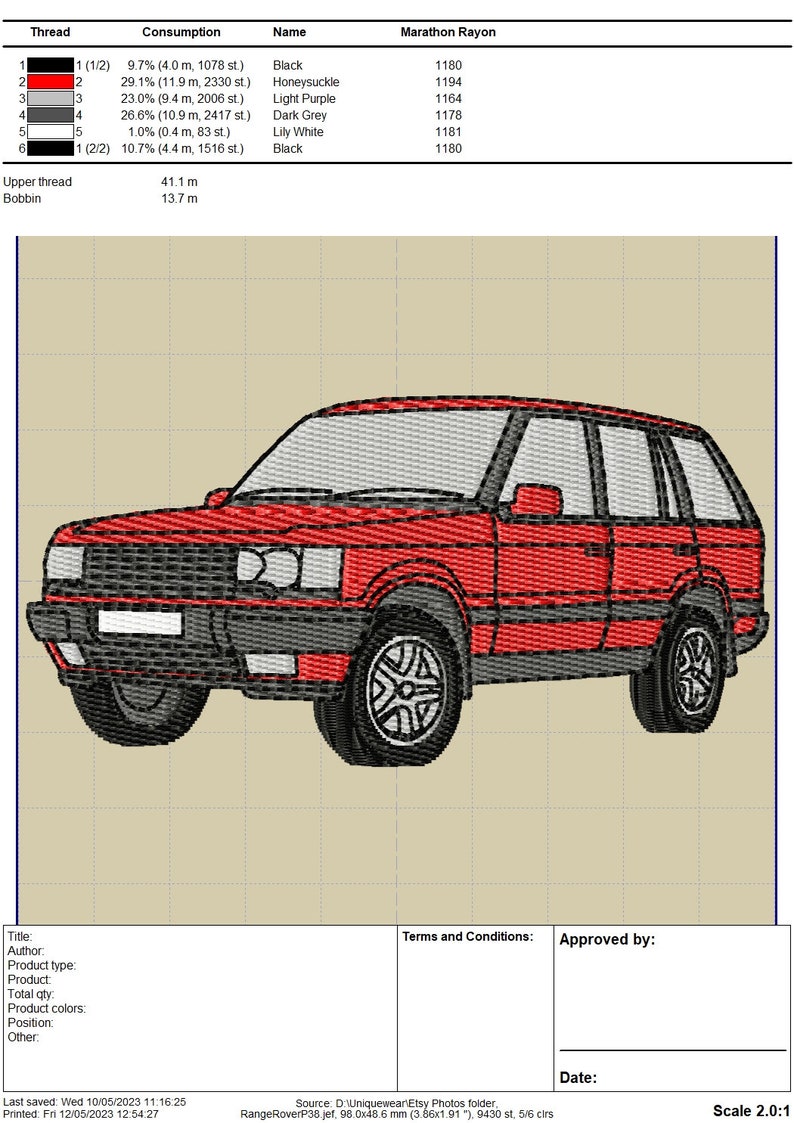 Range Rover P38 Classic 4x4 Car Embroidery Design Instant - Etsy