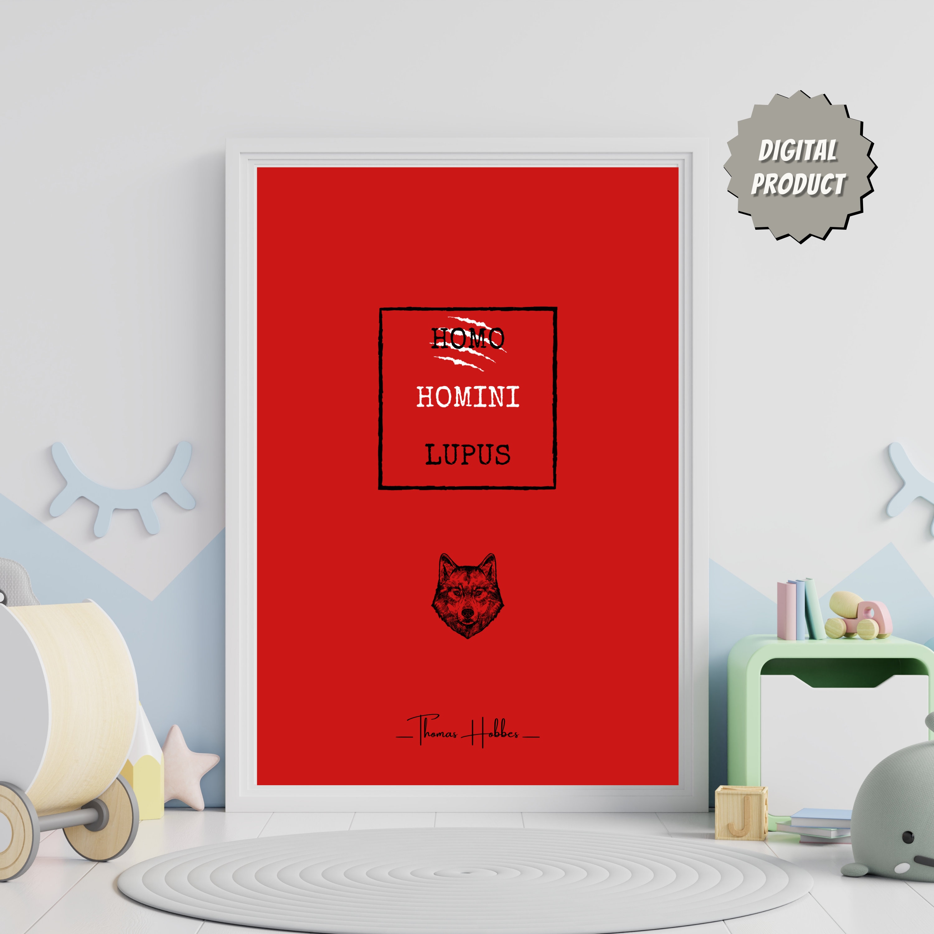 Thomas Hobbes Print Homo Homini Lupus Academic Posters, Philosopher Quote Poster, Pessimist ...