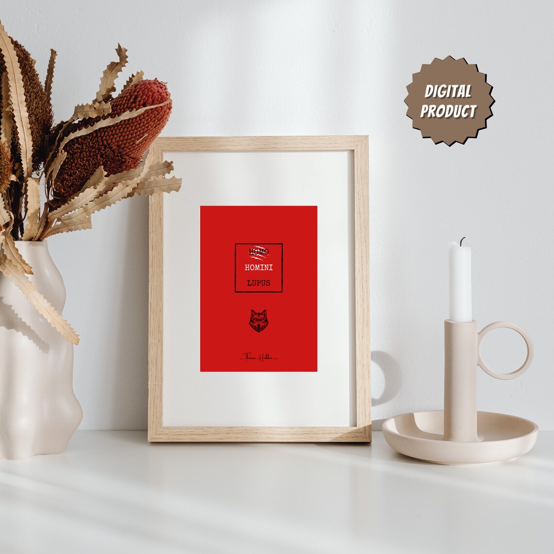 Thomas Hobbes Print Homo Homini Lupus Academic Posters, Philosopher ...