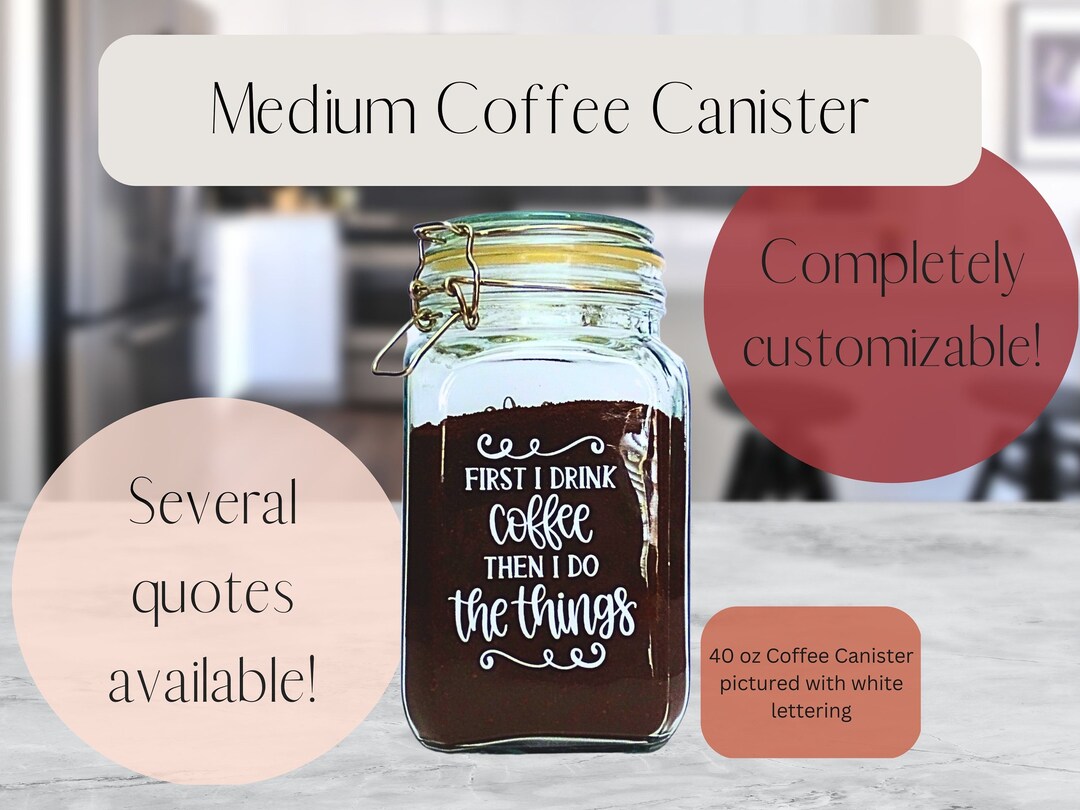 Medium Glass Coffee Canister, Customizable, Ships From U.S. - Etsy