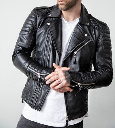 Leather Handmade Biker Jacket Custom Made Hot-rod, Ghost-rider Jacket ...