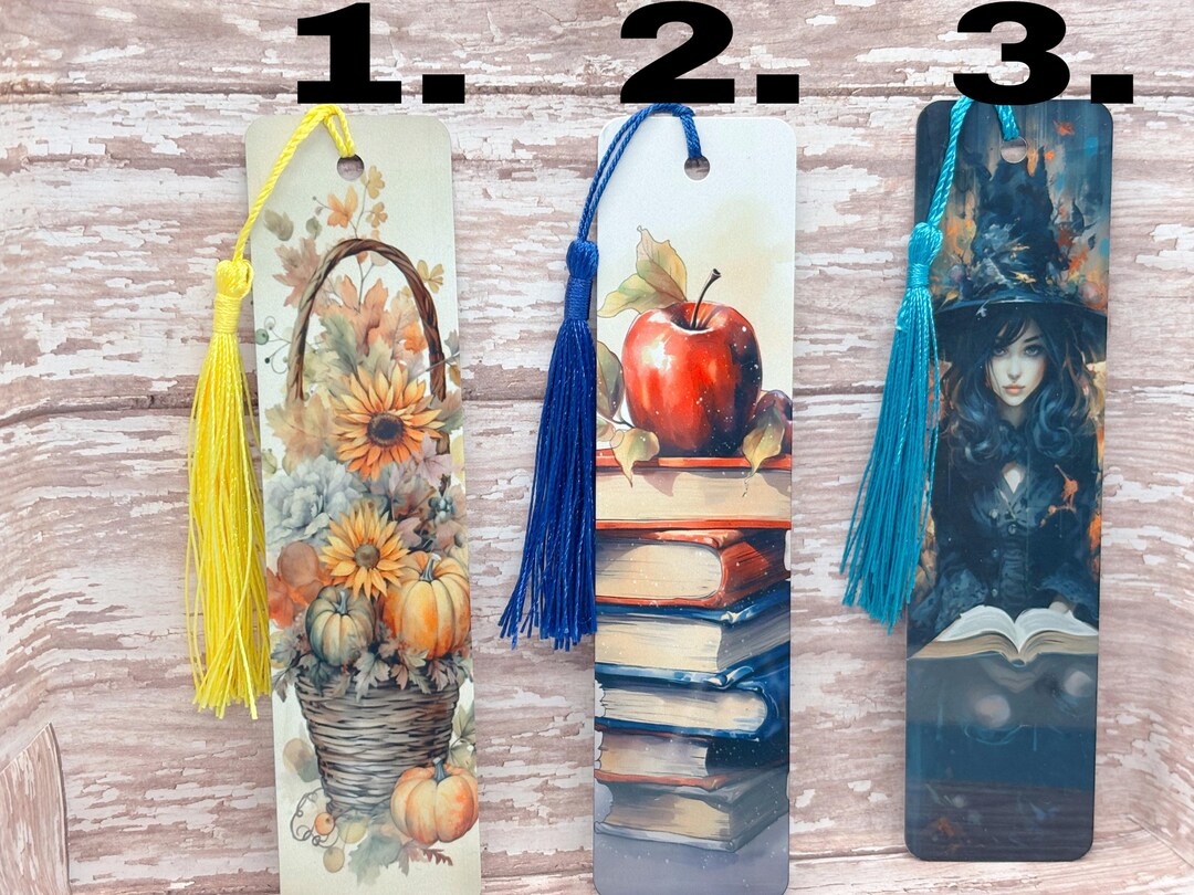 Sunflower | Book Stack | Witch Bookmark | Two Sided |christmas Present ...