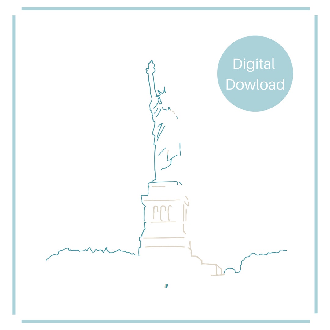 Statue of Liberty | Line Art Frame White Picture Frames | Print Digital ...