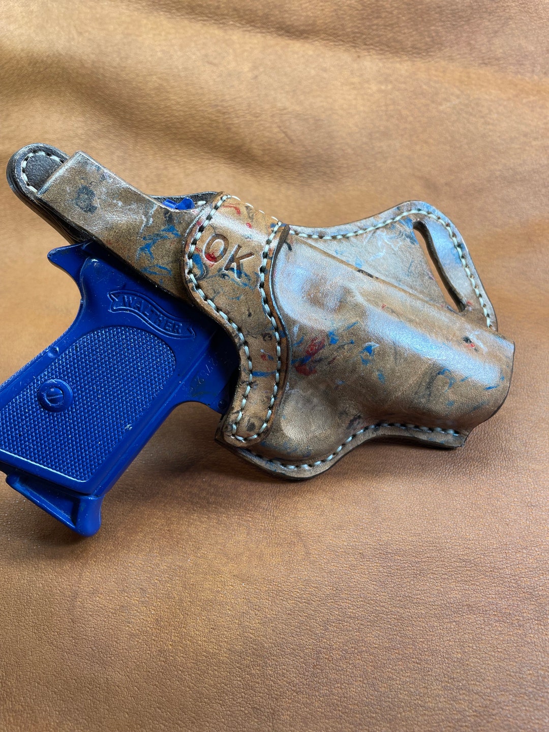 Walther PPK Cross Draw Driving OWB Leather Holster 1 1/2 Belt Thumb ...