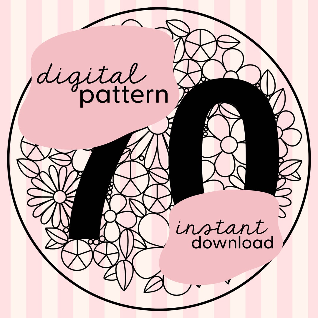 70 / 70 Years Embroidery Pattern / Wedding Anniversary Gift / PDF ...