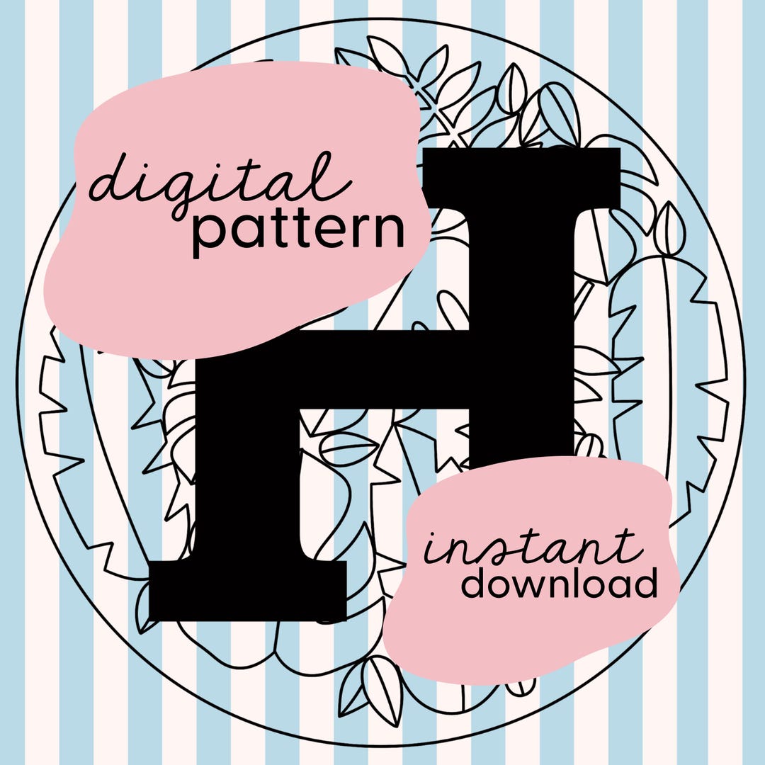 Letter 'H' Jungle Leaf Embroidery Pattern / Leaf Embroidery Pattern ...