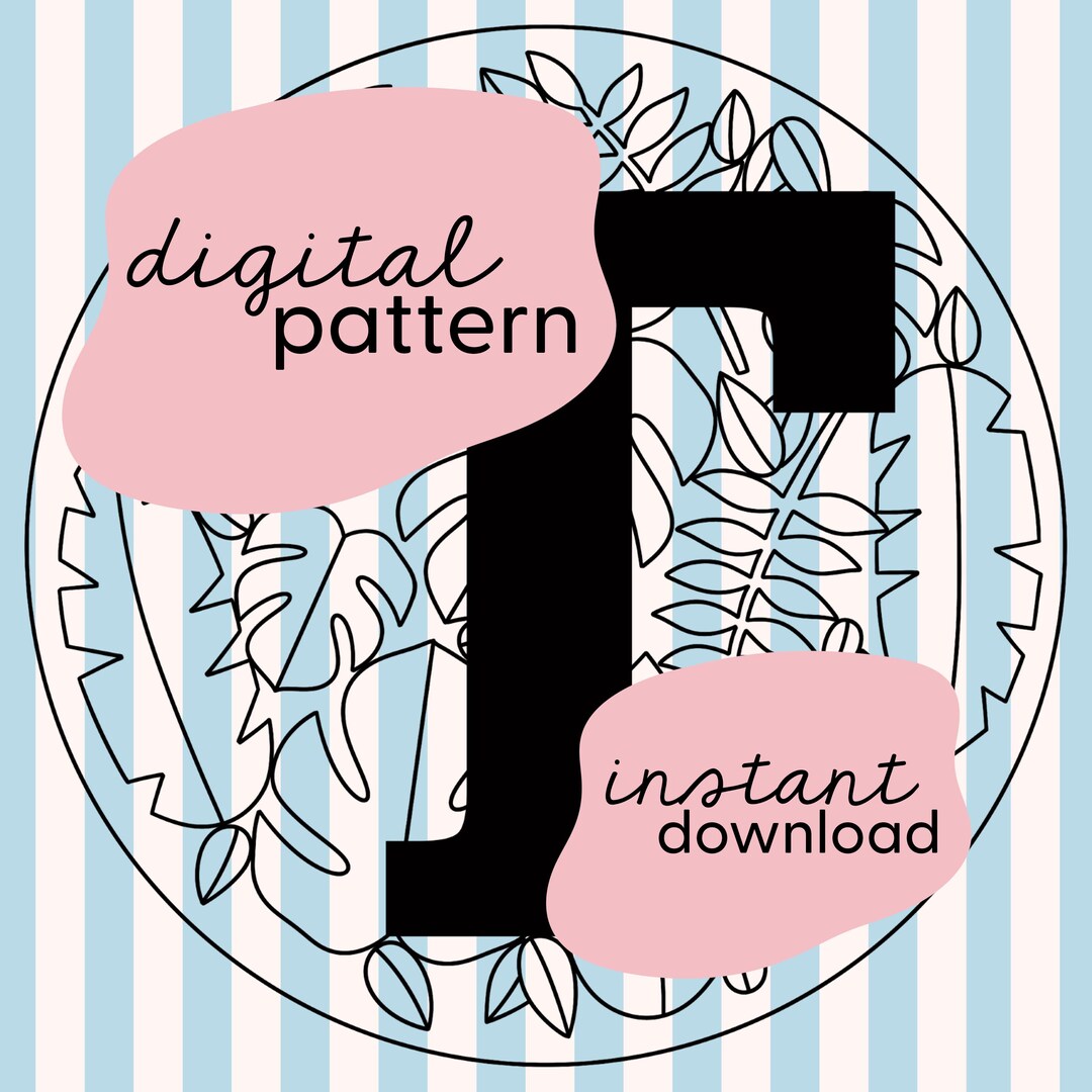 Letter 'T' Jungle Leaf Embroidery Pattern / Leaf Embroidery Pattern ...