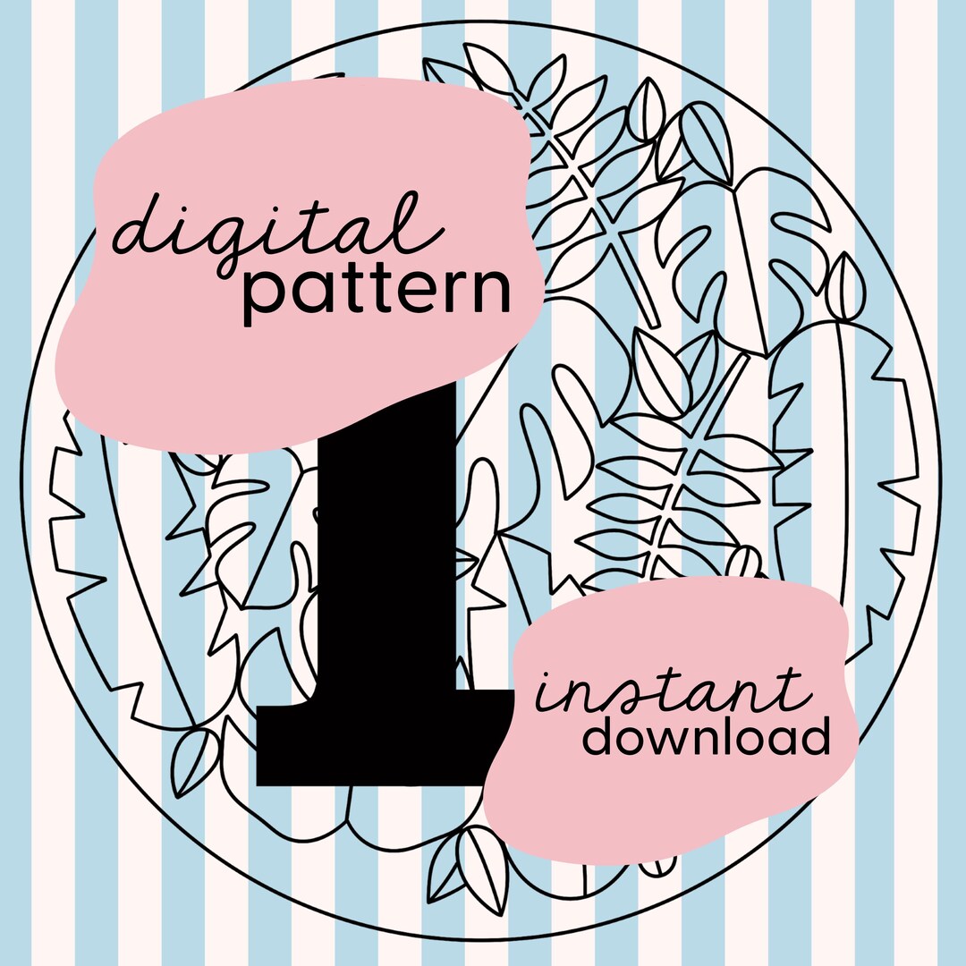 Letter 'L' Jungle Leaf Embroidery Pattern / Leaf Embroidery Pattern ...