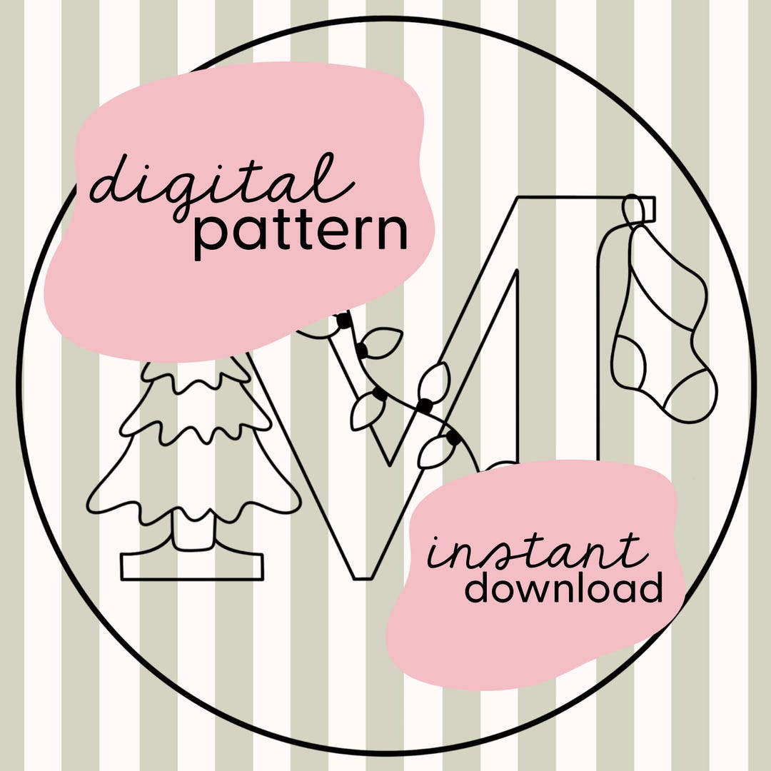Letter 'M' Christmas Embroidery Pattern / Personalised Initial ...