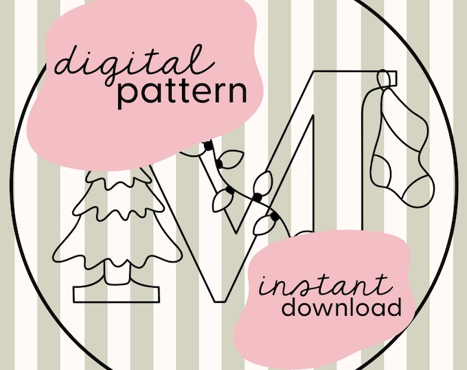 Letter 'M' Christmas Embroidery Pattern / Personalised Initial ...