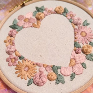 Heart Embroidery Pattern / PDF Digital Download / Floral Embroidery ...