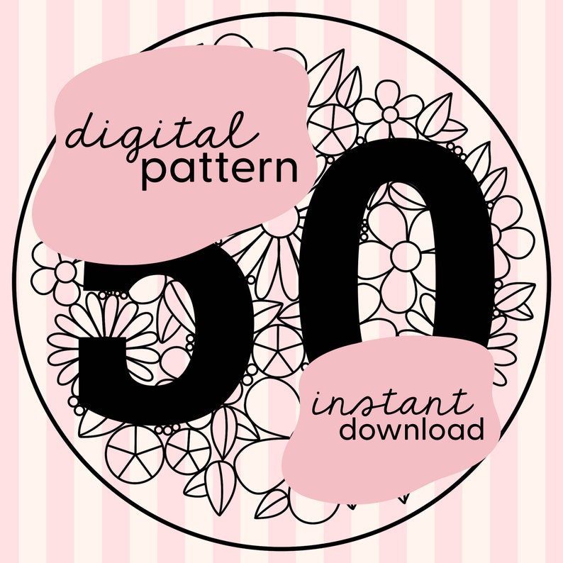 50 / 50 Years Embroidery Pattern / Golden Wedding Anniversary / PDF ...