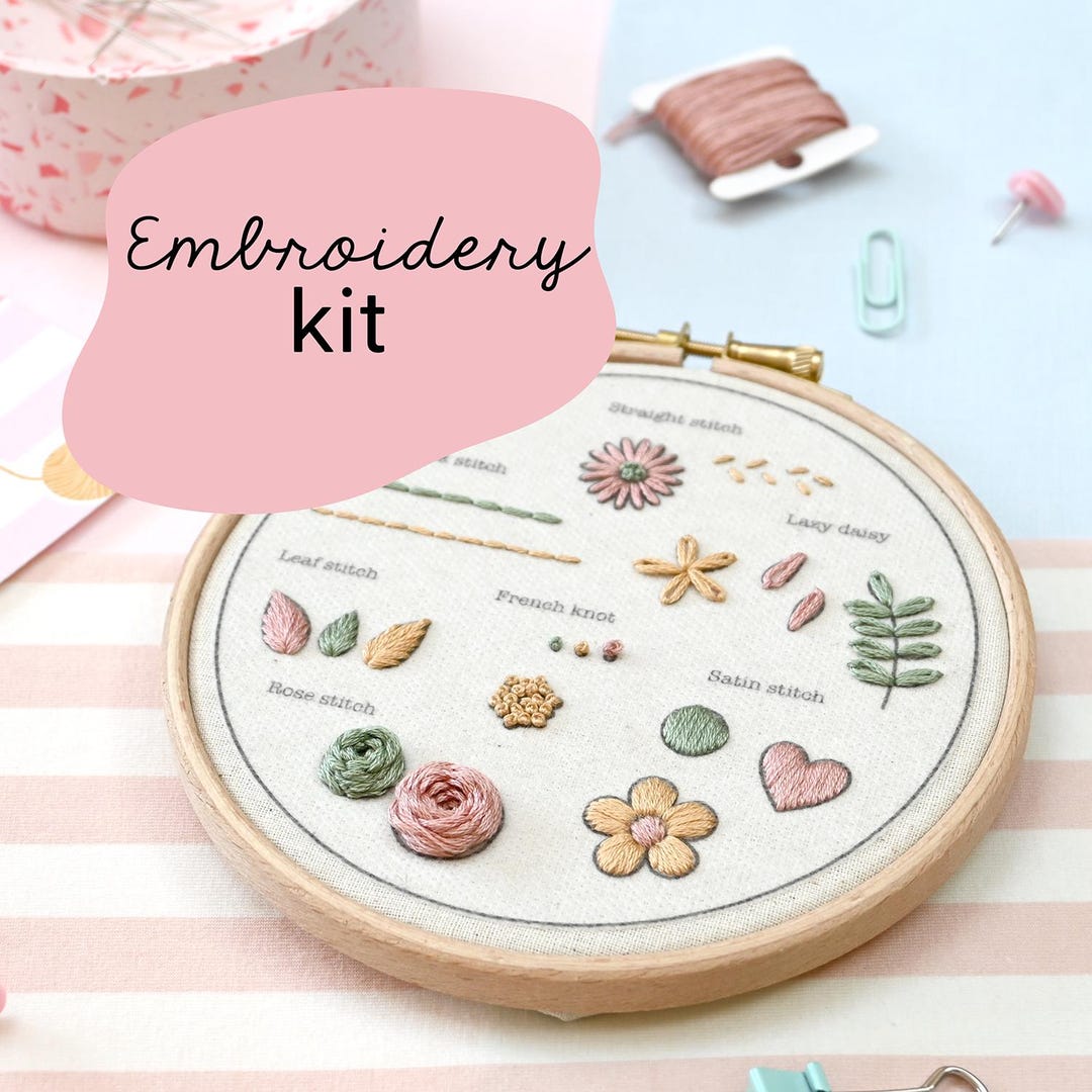 7 Day Beginner Embroidery Kit / Stitch Sampler Beginner Embroidery Kit ...