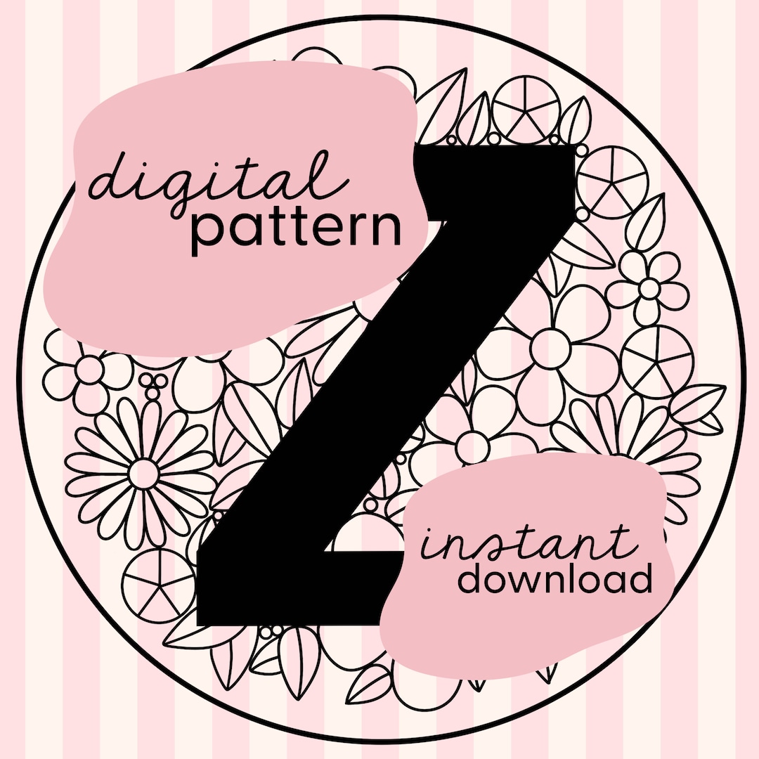 Letter 'Z' Floral Embroidery Pattern / Pick and Stitch Embroidery ...