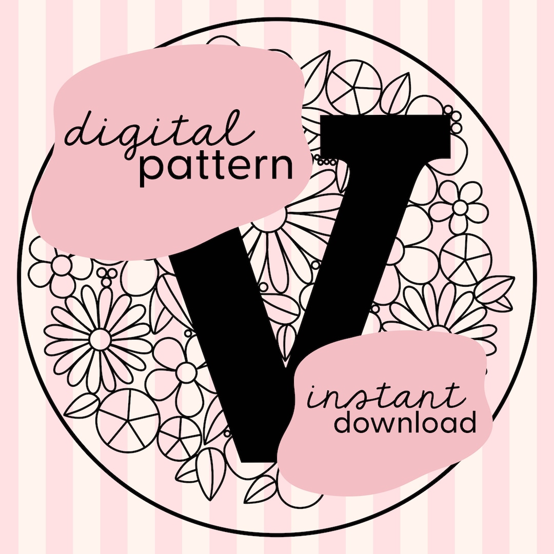 Letter 'V' Embroidery Pattern / PDF Digital Download / Floral ...