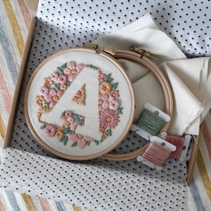 Floral Initial Embroidery Kit / Beginner Embroidery Kit / - Etsy UK