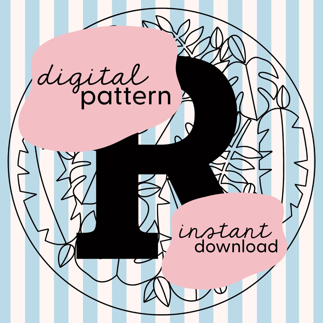 Letter 'R' Jungle Leaf Embroidery Pattern / Leaf Embroidery Pattern ...