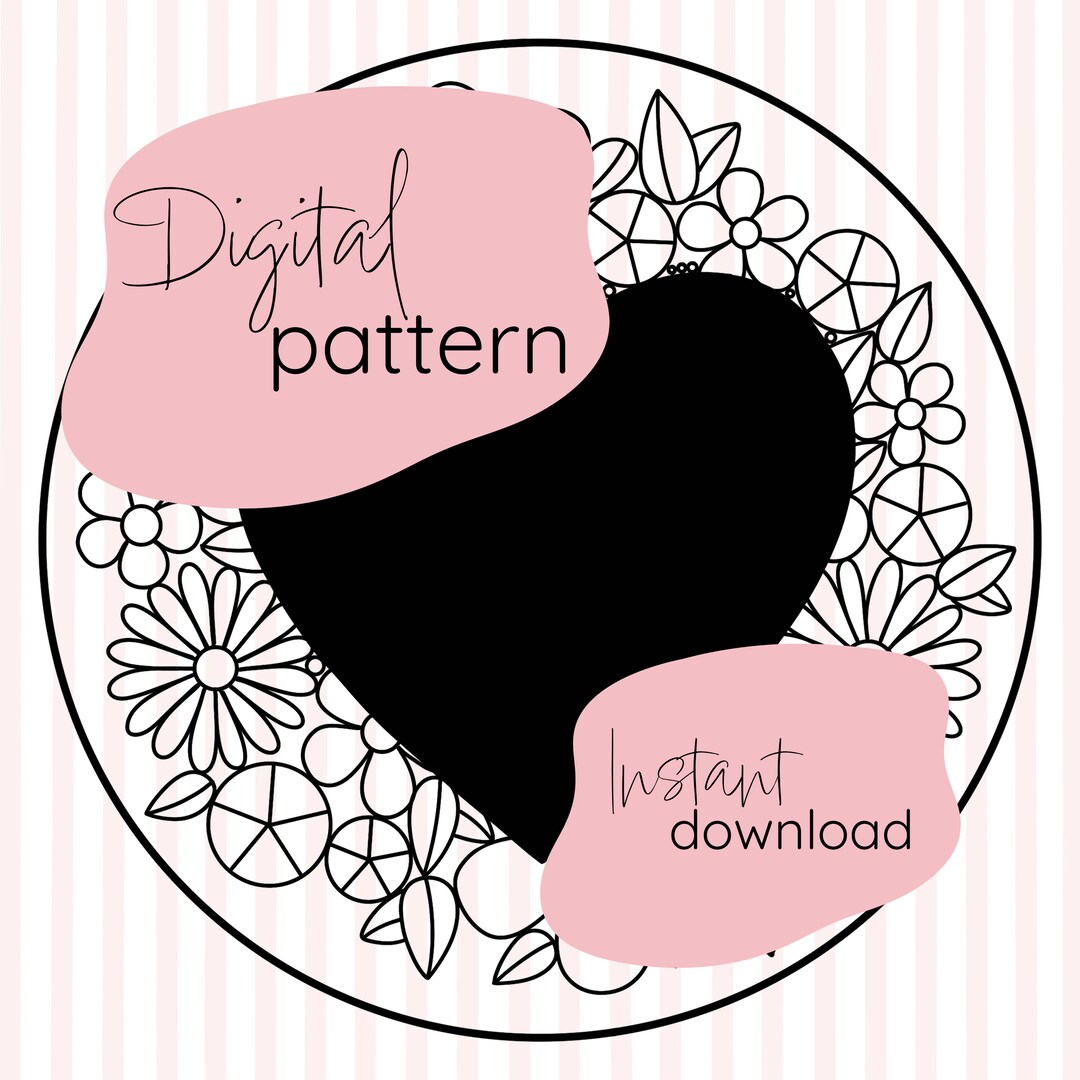 Heart Embroidery Pattern / PDF Digital Download / Floral Embroidery ...
