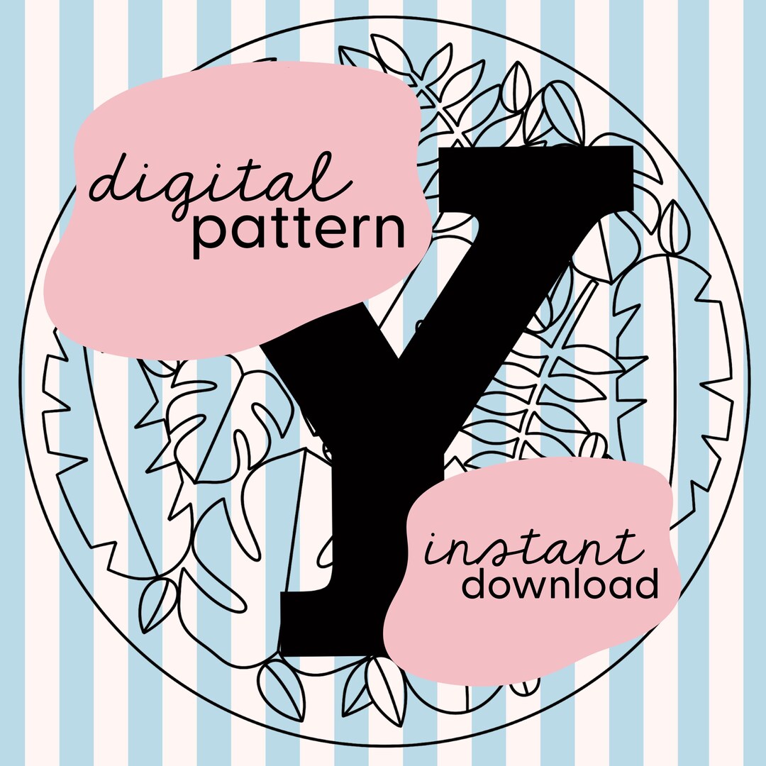 Letter 'Y' Jungle Leaf Embroidery Pattern / Leaf Embroidery Pattern ...