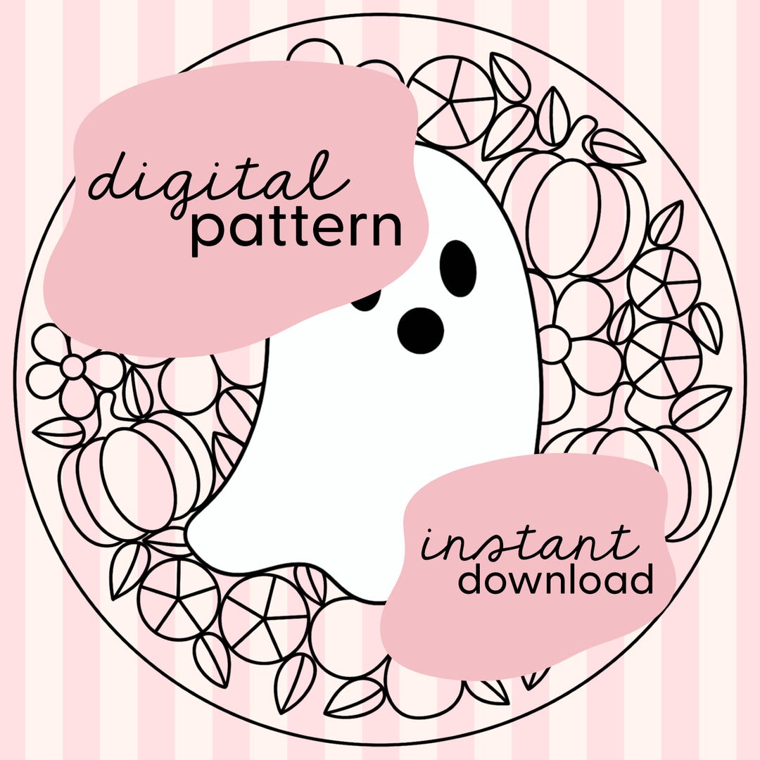 Pumpkin Background Ghost Embroidery Pattern / Halloween Embroidery ...