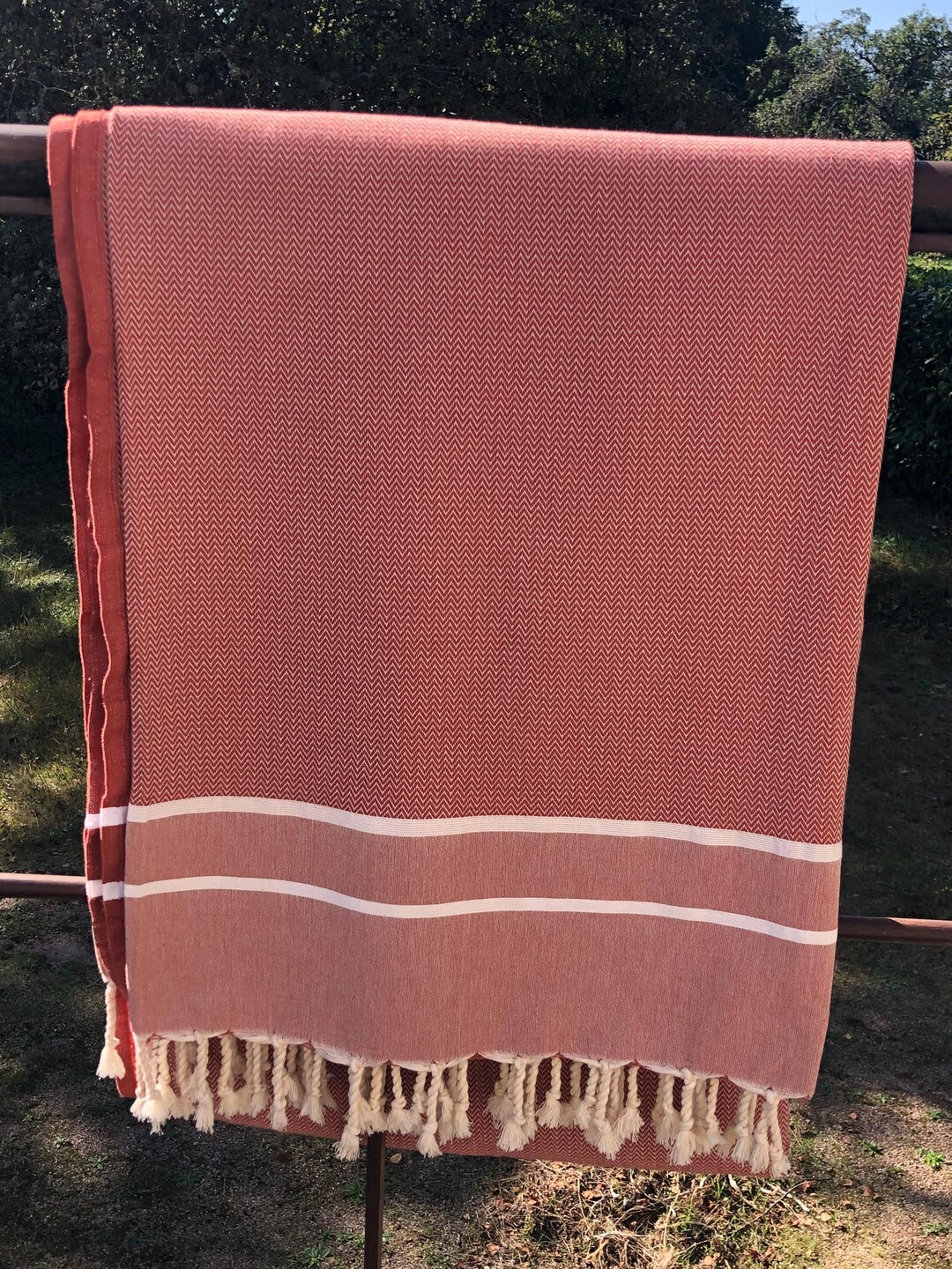 Sofa Throw/bedspread 3m X 2m - Fouta 100% Cotton Brick Color - Etsy