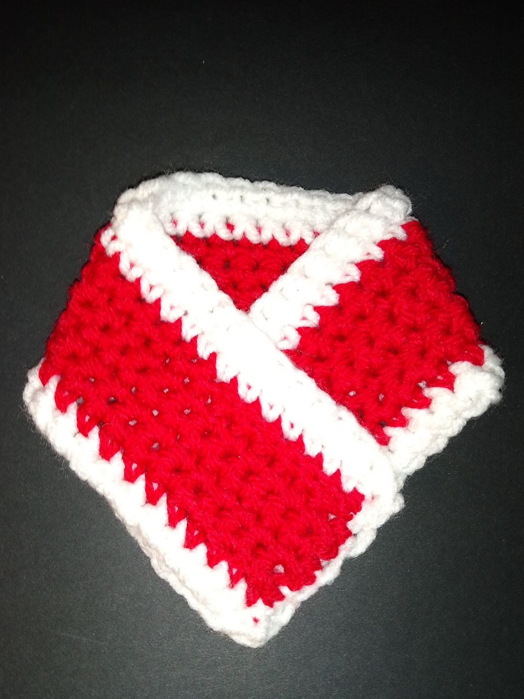 Festive 'miniature Sausage Dog Scarf' Red With White Trim', Festive ...